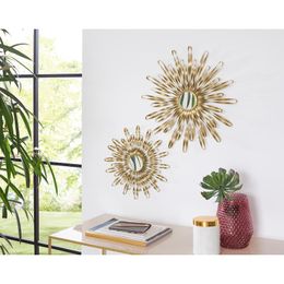 OTTO home Wanddekoobjekt &raquo;Sonne, im 2er Set: 35 und 46cm&laquo; Wanddekoration aus Metall mit kleinem Spiegel in der Mitte gold Metall B/H/T: 4cm