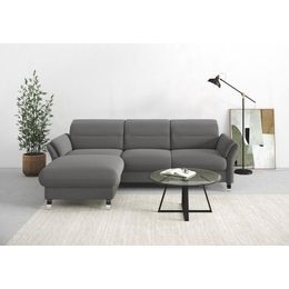 Sit & More sit&more Ecksofa &raquo;Grenoble L-Form mit Federkern&laquo; wahlweise mit Schlaffunktion, Bettkasten, Arm- und Kopfteilverstellung grau B/H/T: 251cm x 85cm x 