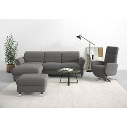 Sit & More sit&more Ecksofa &raquo;Grenoble L-Form mit Federkern&laquo; wahlweise mit Schlaffunktion, Bettkasten, Arm- und Kopfteilverstellung grau B/H/T: 251cm x 85cm x 