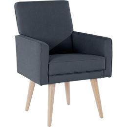 exxpo - sofa fashion Sessel &raquo;Lungo, Loungesessel mit moderner Kedernaht, bequem und elegant&laquo; Breite 64 cm, hoher Holzfu&szlig; grau Velours, Sessel, B/H/T: 