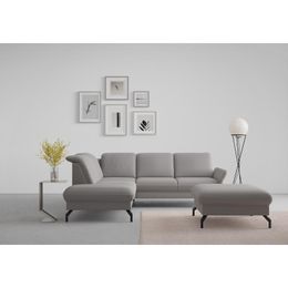 Sit & More sit&more Ecksofa &raquo;Fashion L-Form&laquo; wahlweise mit Kopfteilverstellung und Vorziehsitz, motorisch grau B/H/T: 250cm x 84cm x 207cm, Luxus-Microfaser 