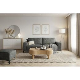 OTTO home 3-Sitzer &raquo;OLAND Luxus-Microfaser, Sofa, B: 224 cm, Skandi-Design&laquo; Struktur, Flachgewebe, Luxus-Microfaser, Boucle grau 100% Polyester B/H/T: