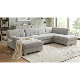 OTTO home Wohnlandschaft &raquo;Lolland 296 x 195 cm, modern, mit Steppungen, gem&uuml;tlich&laquo; U-Form, aus Pet Friendly Bezug grau 100% Polyester B/H/T: 296cm x 