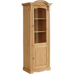 OTTO home Vitrine &raquo;Anna&laquo; Gesamtma&szlig;e (B/T/H): ca. 66/46/188 cm, mit Glast&uuml;r, H&ouml;he 188 cm, Massivholz, mit Zierfr&auml;sungen, FSC beige B/H/T: 66cm