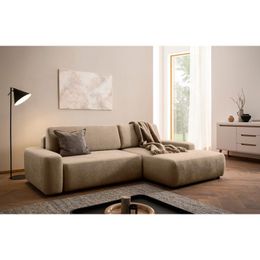 Home Affaire Ecksofa &raquo;TORGE (264cm), Schlafsofa in Cord, Samtvelours o Struktur fein, L-Form&laquo; Schlaffunktion, Bettkasten, Liegefl&auml;che: 125/210 cm 