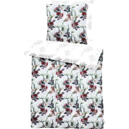 Apelt Wendebettw&auml;sche &raquo;Vivienne&laquo; 2 Stk. Design Bettw&auml;sche mit Bl&uuml;tenallover der Trendbl&uuml;te Amaryllis grau Mako-Satin, Obermaterial: 100% Baumwolle B/L