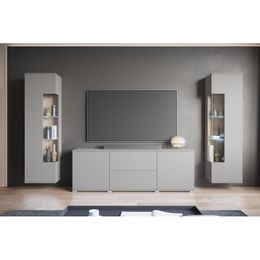 OTTO home Wohnwand &raquo;KENIA&laquo; Komplett-Set, 3 Stk. tlg. grau Holzwerkstoff B/H/T: 270cmcm x 161cmcm x 34cmcm