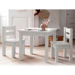 Hoppekids Kindersitzgruppe &raquo;MADS Kindersitzgruppe&laquo; Set, 1 Tisch, 2 St&uuml;hle, 3 Stk. tlg. in vielen Farben, mit zwei St&uuml;hlen wei&szlig; FSC-zertifiziertes Kiefernholz 
