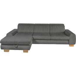 set one by Musterring Ecksofa Kopteil verstellbar, mit Bettfunktion, in Cord, anthrazit, Sitzh&ouml;he 49 grau 88% Polyester;12% Polyamid B/H/T: 307cm x 