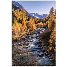 Artland Leinwandbild &raquo;Herbst im Oberengadin&laquo; Vier Jahreszeiten Bilder 1 Stk. tlg. auf Holzrahmen gespannt gelb Leinwand B/H/T: 60cm x 90cm, Leinwandbild Vier 