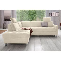 Sit & More sit&more Ecksofa &raquo;Pablo L-Form&laquo; wahlweise mit Schlaffunktion beige Struktur fein (100% Polyester);Struktur (100% Polyester) B/H/T: 233cm x 78cm x 