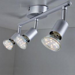 B.K.LICHT LED Deckenspots GU10 Warmwei&szlig; LED Deckenleuchte, inkl. 3 x 3W GU10 250 Lumen 3.000K, Deckenstrahler grau 3, H: 10cm