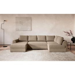 COTTA Wohnlandschaft &raquo;Drift U-Form&laquo; optional auch mit Schlaffunktion, Wellenunterfederung beige 96% POLYESTER (PES) 4% POLYAMID(PA) B/H/T: 327cm x 