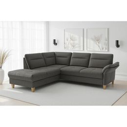Sit & More sit&more Ecksofa &raquo;Pamela, B: 218 cm, L-Form, wahlweise mit Schlaffunktion und Bettkasten&laquo; mit Federkern und Liegefl&auml;che aus Originalstoff grau 100% 