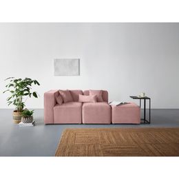 Home Affaire 3-Sitzer &raquo;Sundstrup&laquo; Modulserie, individuelle Zusammenstellung rosa 100% Polyester B/H/T: 233cm x 76,5cm x 93cm, Samtoptik, Armlehne 