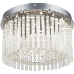 Globo LIGHTING LED Deckenleuchte &raquo;JOYCE&laquo; LED-Modul 1 Stk. Warmwei&szlig; Glaskristalle, Deckenlampe, Glasst&auml;be, Wohn und Essbereich silber 1 Stk.