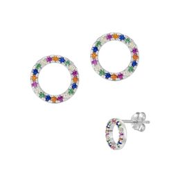 Firetti Damen Paar Ohrstecker &raquo;Schmuck Geschenk Silber 925 Ohrschmuc Glitzer Regenbogen&laquo; Made in Germany - mit Zirkonia (synth.) bunt 9,5mm, Silber 