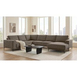 OTTO home Wohnlandschaft &raquo;OLAND Boucl&eacute; U-Form, XXL, B: 342 cm, Skandi-Design&laquo; Skandi-Design in Struktur, Flachgewebe, Luxus-Microfaser, Boucle braun 