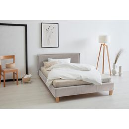 OTTO products Polsterbett &raquo;Heddi&laquo; in 5 Breiten: von 90cm-200cm, Biese am Kopfteil, Strukturstoff grau Bezug Struktur fein (100% recyceltes Polyester) 