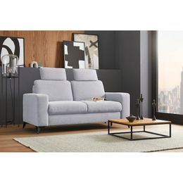 Home Affaire 2-Sitzer &raquo;Lolland&laquo; mit Federkern, auch mit abwischbarem Bezug silber Struktur impr&auml;gniert - feucht abwischbar (100% Polyester);Struktur 