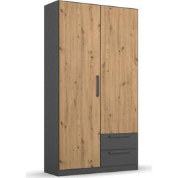 Rauch Dreht&uuml;renschrank &raquo;StyleUp&laquo; Typ Dark & Wood mit trendigen farblich abgesetzten Griffen grau Holzwerkstoff Graumetallic, B/H/T: 91cm x 197cm x 