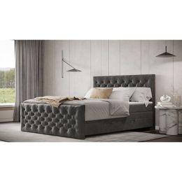 FORTE Boxspringbett &raquo;Lanciano Max inkl. zwei Bettk&auml;sten und Kaltschaum Topper&laquo; und einer 7-Zonen-Tonnentaschenfederkernmatratze H2/H3 grau Liegefl&auml;che