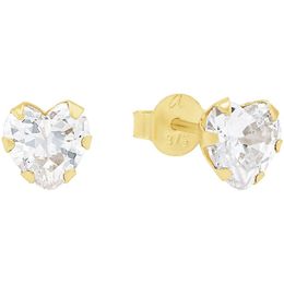 Amor Damen Paar Ohrstecker &raquo;Herz&laquo; mit Zirkonia (synth.) gold Gelbgold 375