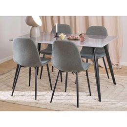 ACTONA GROUP Esszimmer-Set &raquo;Essgruppe, Speisetisch mit St&uuml;hlen&laquo; Komplett-Set, 1x Tisch + 4x St&uuml;hle, 5 Stk. tlg. grau Stahl B/H/T: 140cmcm x 75cmcm x 