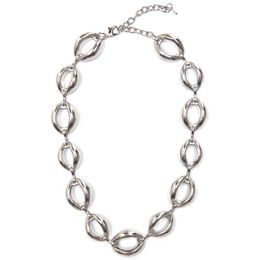 Firetti Damen Collier &raquo;Halsschmuck Gliederkette&laquo; grau Metall, L: 48 B: 18mm