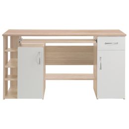 VOGL M&ouml;belfabrik Schreibtisch &raquo;Tim mit seitlich offenen F&auml;chern & Tastaturauszug,&laquo; Druckerablage, 1 Schublade, Breite 138 cm, Made in Germany wei&szlig; B/H