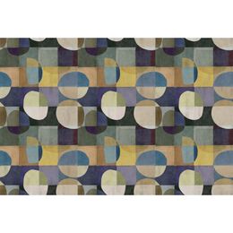 Livingwalls living walls Vliestapete &raquo;Geometrische Retro-Tapete Bunt Blau Beige modern&laquo; matt glatt bunt Vlies B/L: 2,7m x 4m, Rollen: 1