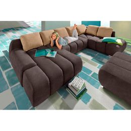 OTTO home Wohnlandschaft &raquo;Bono U-Form&laquo; wahlweise mit Schlaffunktion braun Luxus-Microfaser ALTARA NUBUCK (100% Polyester);Luxus-Microfaser ALTARA 