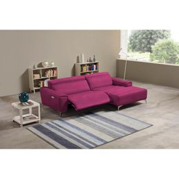 Egoitaliano Ecksofa &raquo;Suzette, Designsofa mit hohem Sitzkomfort&laquo; mit Recamiere, inkl. 1 elektronischen Relaxfunktion, L-Form pink B/H/T: 266cm x 95cm x 163cm, 