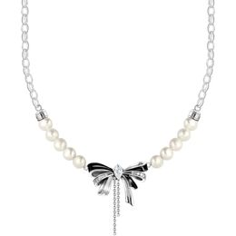 Thomas Sabo Damen Thomas Sabo Kette mit Anh&auml;nger &raquo;Schleifen-Kette mit Perlen Lovely Romance&laquo; mit Zirkonia (synth.) - mit S&uuml;&szlig;wasserzuchtperle bunt 45, 