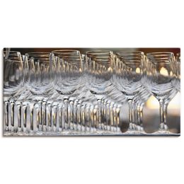 Artland Leinwandbild &raquo;Weingl&auml;ser&laquo; Geschirr & Besteck 1 Stk. tlg. auf Holzrahmen gespannt wei&szlig; Leinwand B/H/T: 100cm x 50cm, Leinwandbild Geschirr & Besteck 