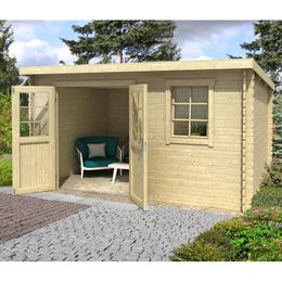 Lasita Maja Gartenhaus &raquo;Amira 230&laquo; Blockbohlenhaus 28mm beige Massivholz ohne Fu&szlig;boden, ohne Dacheindeckung