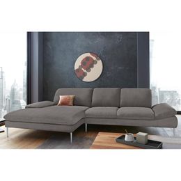 W.Schillig Ecksofa &raquo;enjoy&MORE, Designsofa, bequem, zeitlos und elegant, L-Form&laquo; mit Sitztiefenverstellung, F&uuml;&szlig;e silber matt, Breite 340 cm grau 