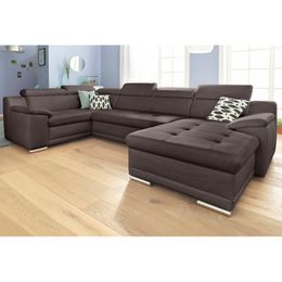 Sit & More sit&more Wohnlandschaft &raquo;Top Andiamo U-Form&laquo; mit Kopfteilverstellung, wahlweise mit Schlaffunktion braun Kunstleder SOFTLUX ;Struktur ( 100% Polyester