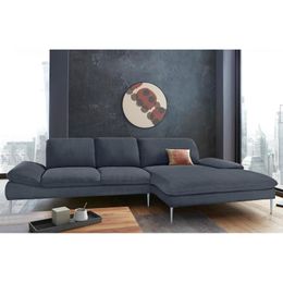 W.Schillig Ecksofa &raquo;enjoy&MORE, Designsofa, bequem, zeitlos und elegant, L-Form&laquo; mit Sitztiefenverstellung, F&uuml;&szlig;e silber matt, Breite 340 cm blau 