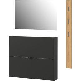 Germania Garderoben-Set &raquo;GW-Ameca&laquo; 3 Stk. tlg. schwarz Spanplatte B/H/T: 130cmcm x 200cmcm x 18cmcm,mit Garderobenpaneel