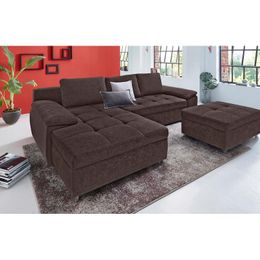 OTTO home Ecksofa &raquo;Labene L-Form&laquo; wahlweise mit Schlaffunktion und Bettkasten, auch als XXL-Variante braun Struktur fein (95% Polyester, 5% Polyamid);