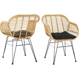 Salesfever Stuhl &raquo;Wels - Komfortabler Sitzplatz&laquo; (Set) 2 Stk.Zweier-Set: Wetterfestes Kunststoffgeflecht in Rattanoptik schwarz Kunststoff, Metall B/H