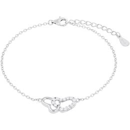 Amor Damen Armband &raquo;Herzen&laquo; mit Zirkonia (synth.) bunt 20cm, Silber 925 (Sterlingsilber)