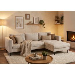 Trendmanufaktur Ecksofa &raquo;Amazing II, wahlw. mit Schlaffunktion & Bettkasten, Fu&szlig; schwarz&laquo; Recamiere beidseitig montierbar, L-Form,in Cord o. Struktur,