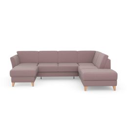 Sit & More sit&more Wohnlandschaft &raquo;Visby U-Form&laquo; wahlweise mit Schlaffunktion und Stauraum, frei im Raum stellbar rosa B/H/T: 303cm x 87cm x 213cm, Struktur 