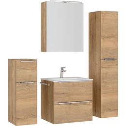 Nobilia Badm&ouml;bel-Set &raquo;Levere&laquo; vormontiert, mit Soft-Close, 4 Stk. tlg. braun B/H/T: 140cmcm x 169cmcm x 48,7cmcm, Griffe chrom
