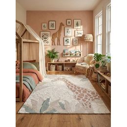 KADIMA DESIGN Kinderteppich Kinder-Motiv Kinderzimmer pflegeleicht Spielzimmer Motiv in Creme | Gr.: 120 cm rund