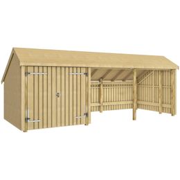 Plus Gartenhaus &raquo;Multi&laquo; Gartenhaus 15,5 m&sup2; Doppelt&uuml;r, Dachpappe/Aluleisten/H-F&uuml;&szlig;e beige Holzwerkstoff Einheitsgr&ouml;&szlig;e