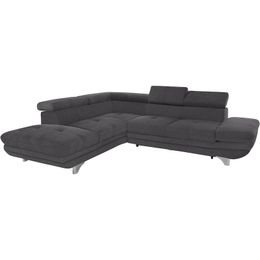 COTTA Ecksofa &raquo;Enterprise L-Form&laquo; mit Arm- & Kopfteilverstellung, wahlweise mit Schlaffunktion grau Struktur (100% Polyester );Chenille (90% Polyester
