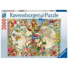 Ravensburger Puzzle &raquo;Weltkarte mit Schmetterlingen&laquo; Made in Germany bunt Pappe Einheitsgr&ouml;&szlig;e